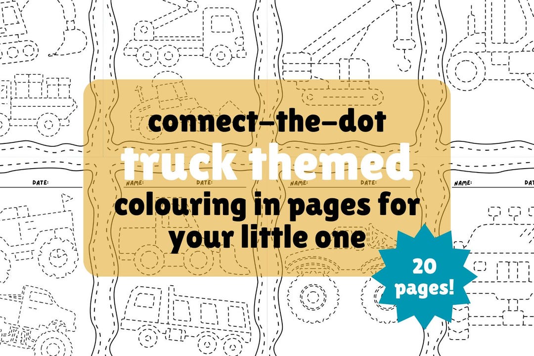 20 Page Construction Trucks Pre-school Activity Book Tracing Worksheets ...