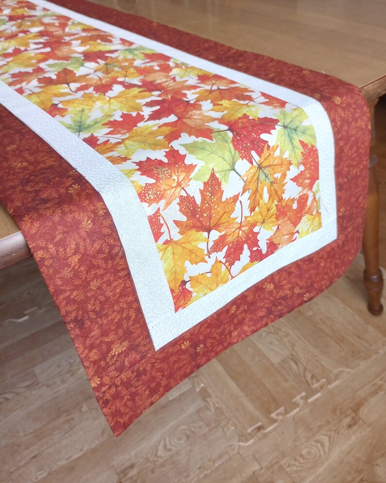 Fall Leaves Table Runner Brown Autumn Leaves Table Runner Fall Table ...