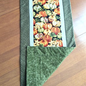 Pumpkin Table Runner Green Fall Table Runner Harvest Pumpkin Table Runner Fall Housewarming Gift ...