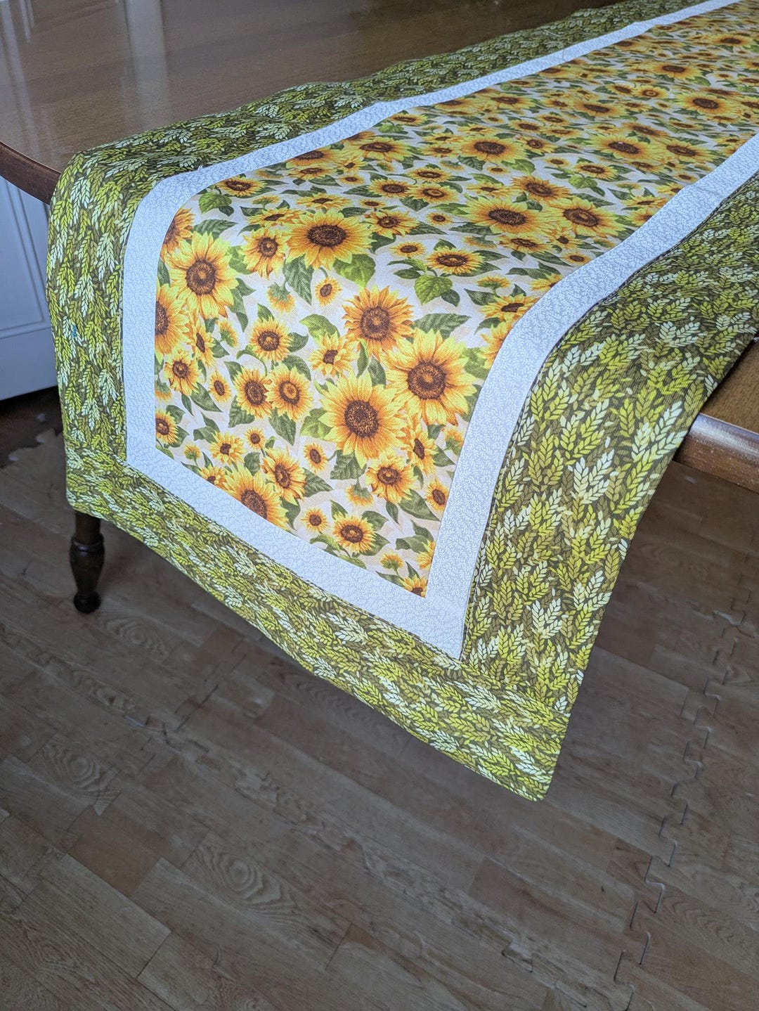 Sunflower Table Runner Modern Table Runner Floral Table Runner Quilted Spring Table Runner ...