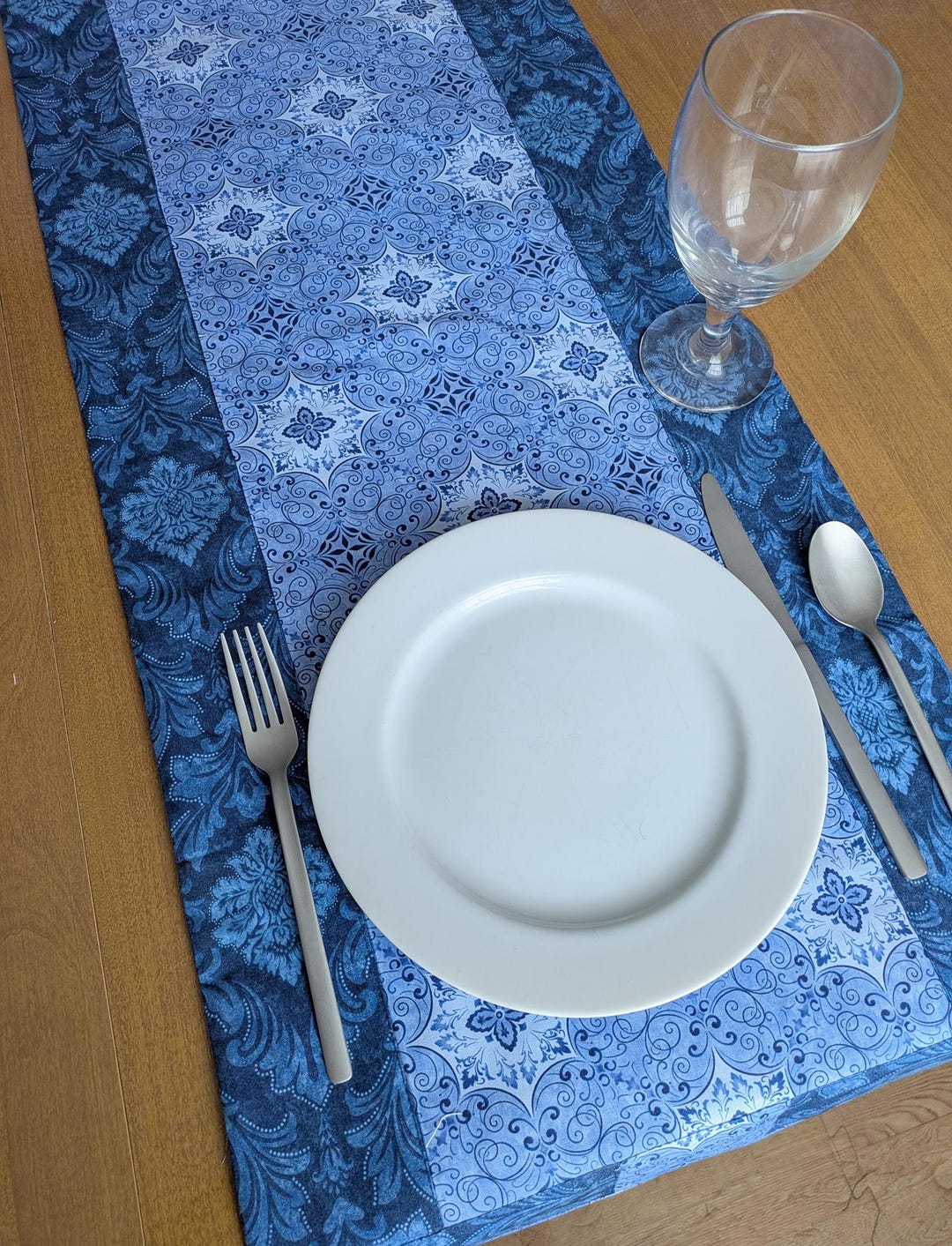 Stone Blue Table Runner Modern Table Runner Dusty Blue Table Topper ...