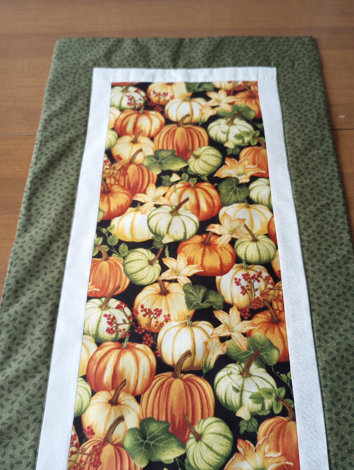 Pumpkin Table Runner Green Fall Table Runner Harvest Pumpkin - Etsy