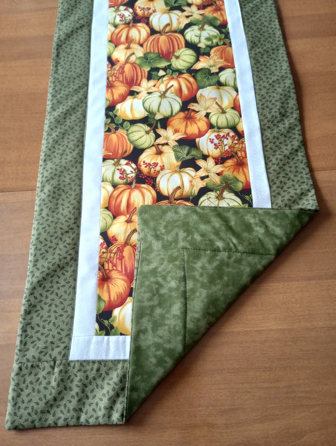 Pumpkin Table Runner Green Fall Table Runner Harvest Pumpkin - Etsy