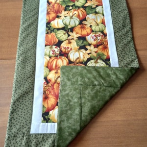 Pumpkin Table Runner Green Fall Table Runner Harvest Pumpkin - Etsy