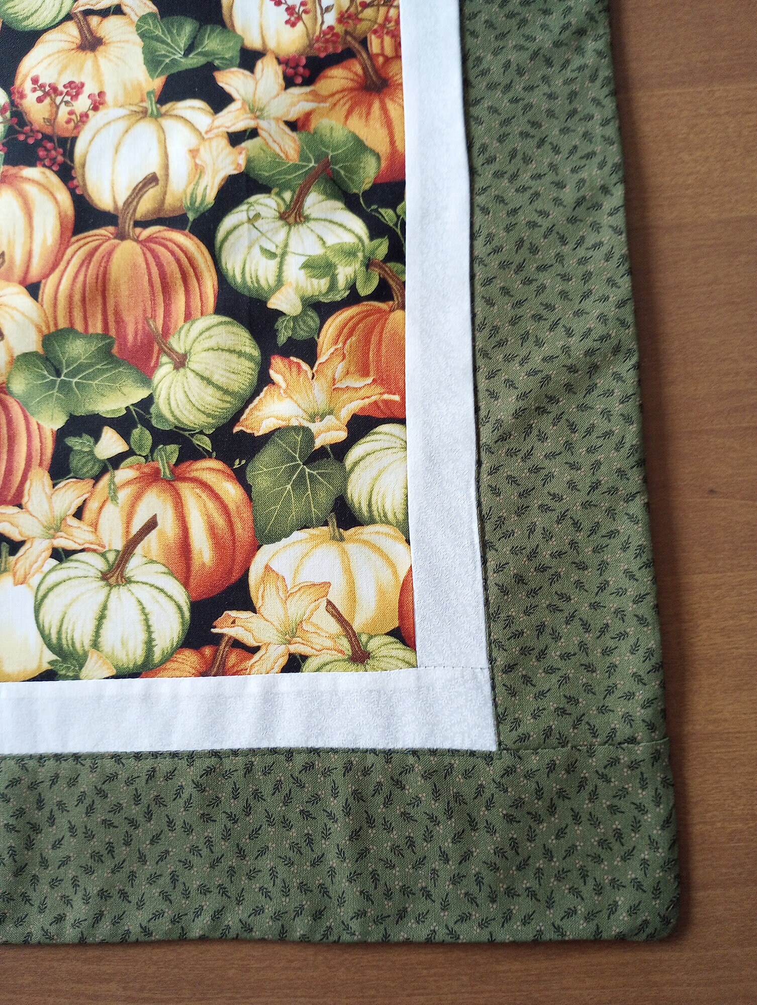 Pumpkin Table Runner Green Fall Table Runner Harvest Pumpkin Table Runner Fall Housewarming Gift ...