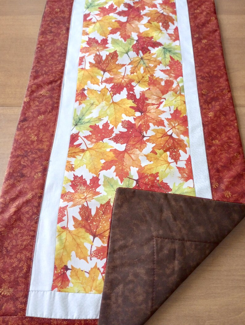 Fall Leaves Table Runner Brown Autumn Leaves Table Runner Fall Table ...
