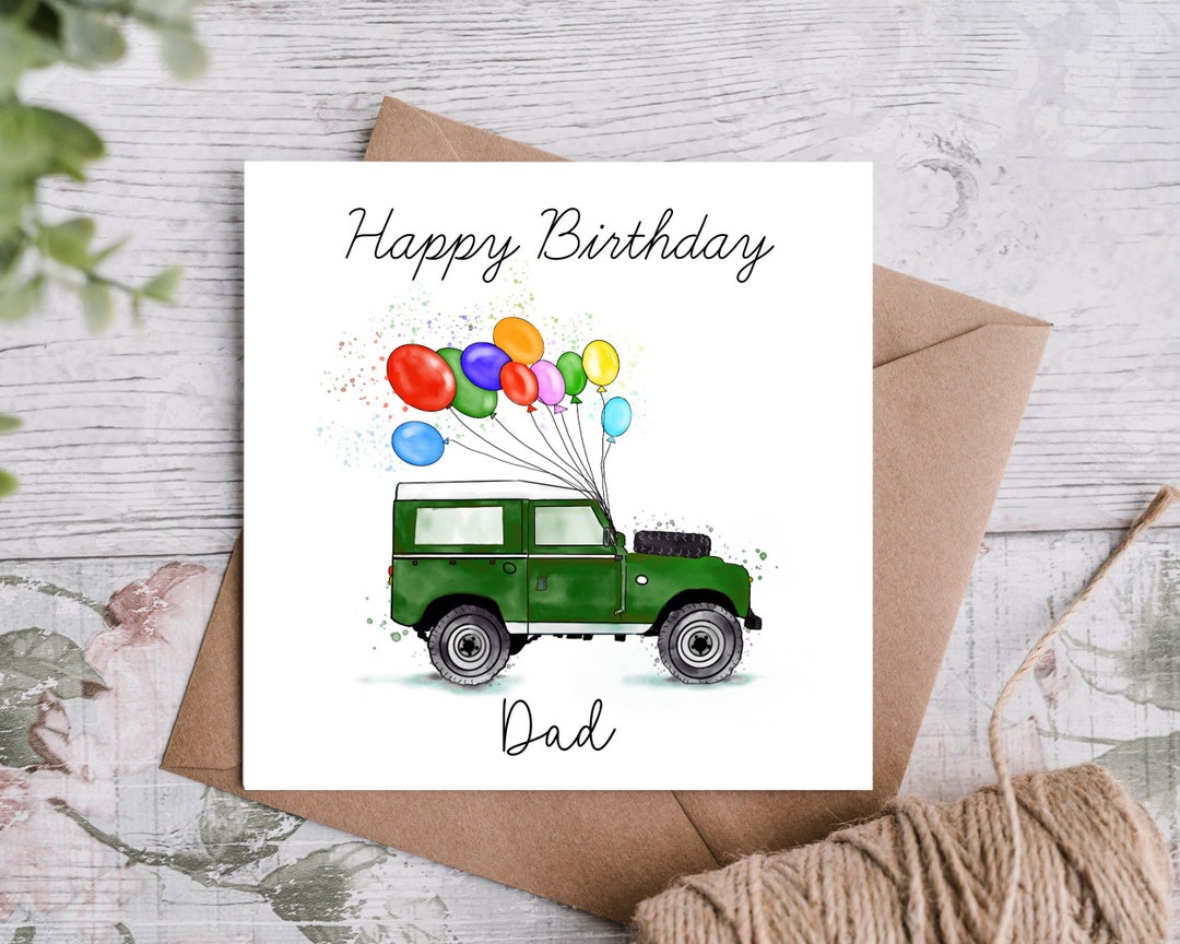 Green Land Rover Card / Land Rover Birthday Card / Land Rover Card ...