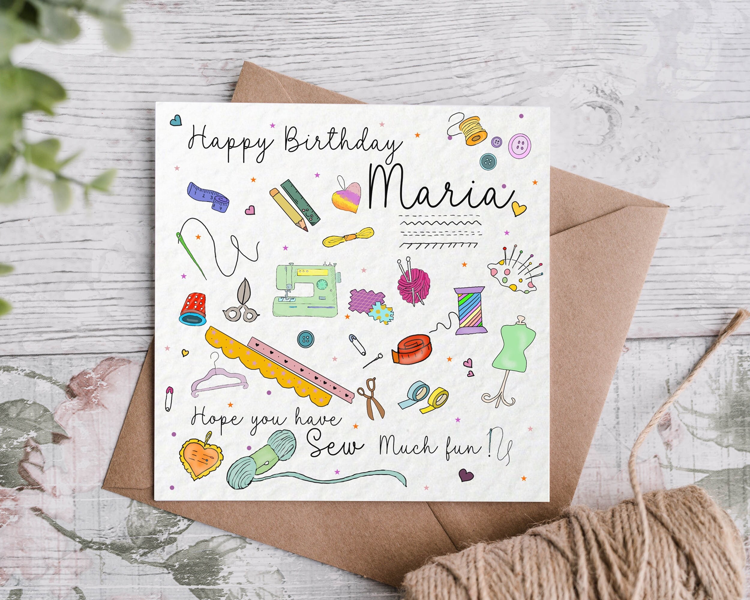 Sewing Birthday Card / Personalised Sewing Card / Personalised Birthday ...