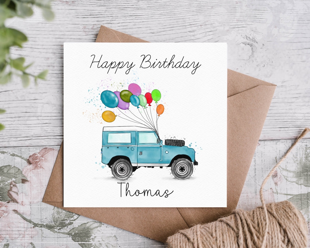 Blue Land Rover Card / Land Rover Birthday Card / Birthday Card / Land ...