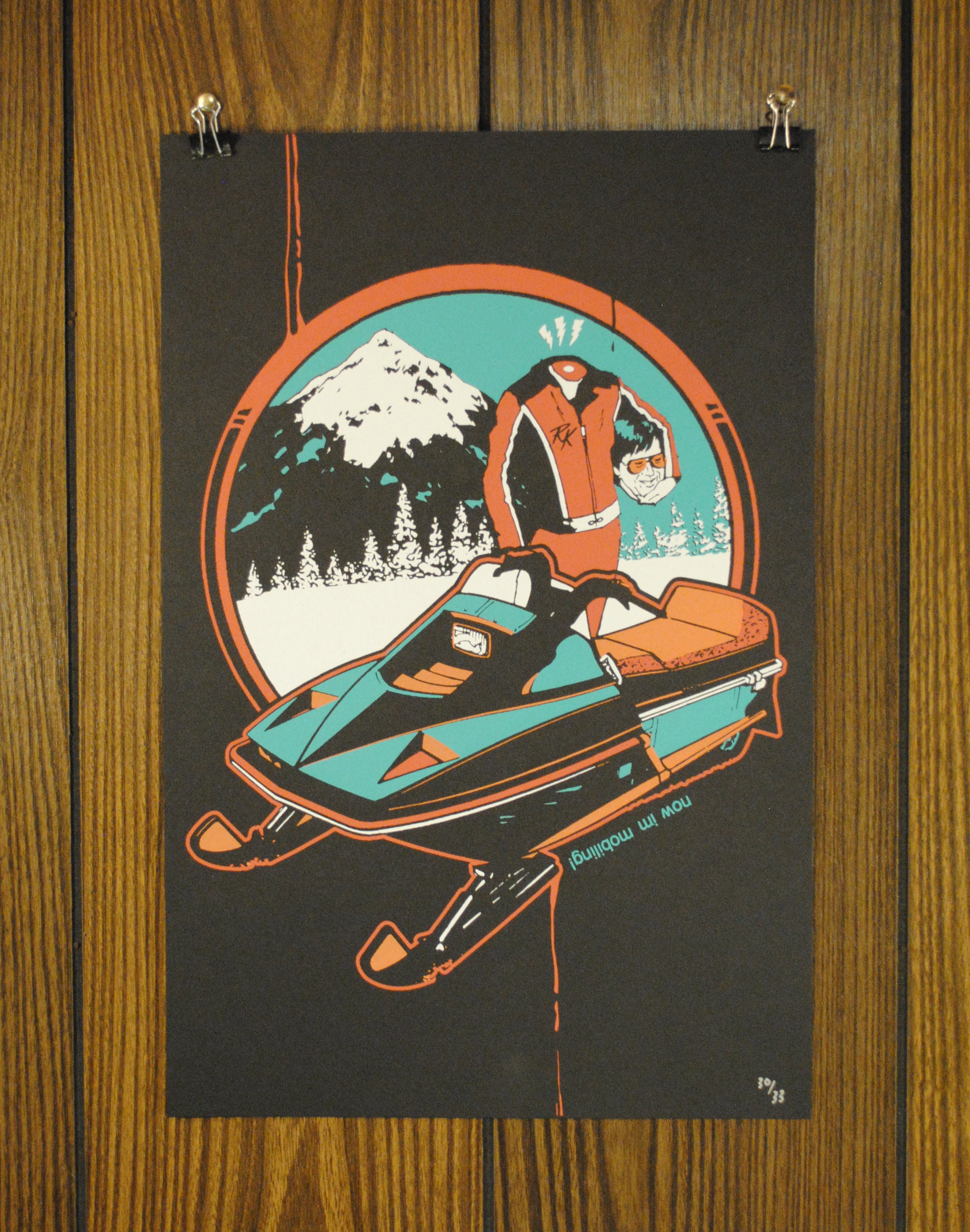 Snowmobile 4 Color Screen Printed Poster - Etsy