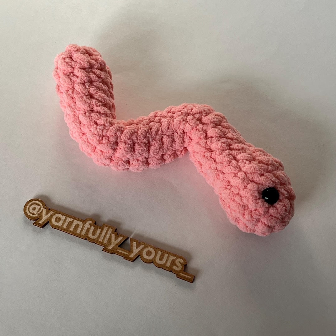 Little Worm Amigurumi Stuffie, Cute Worm Plushie, Small Stuffed Animal ...