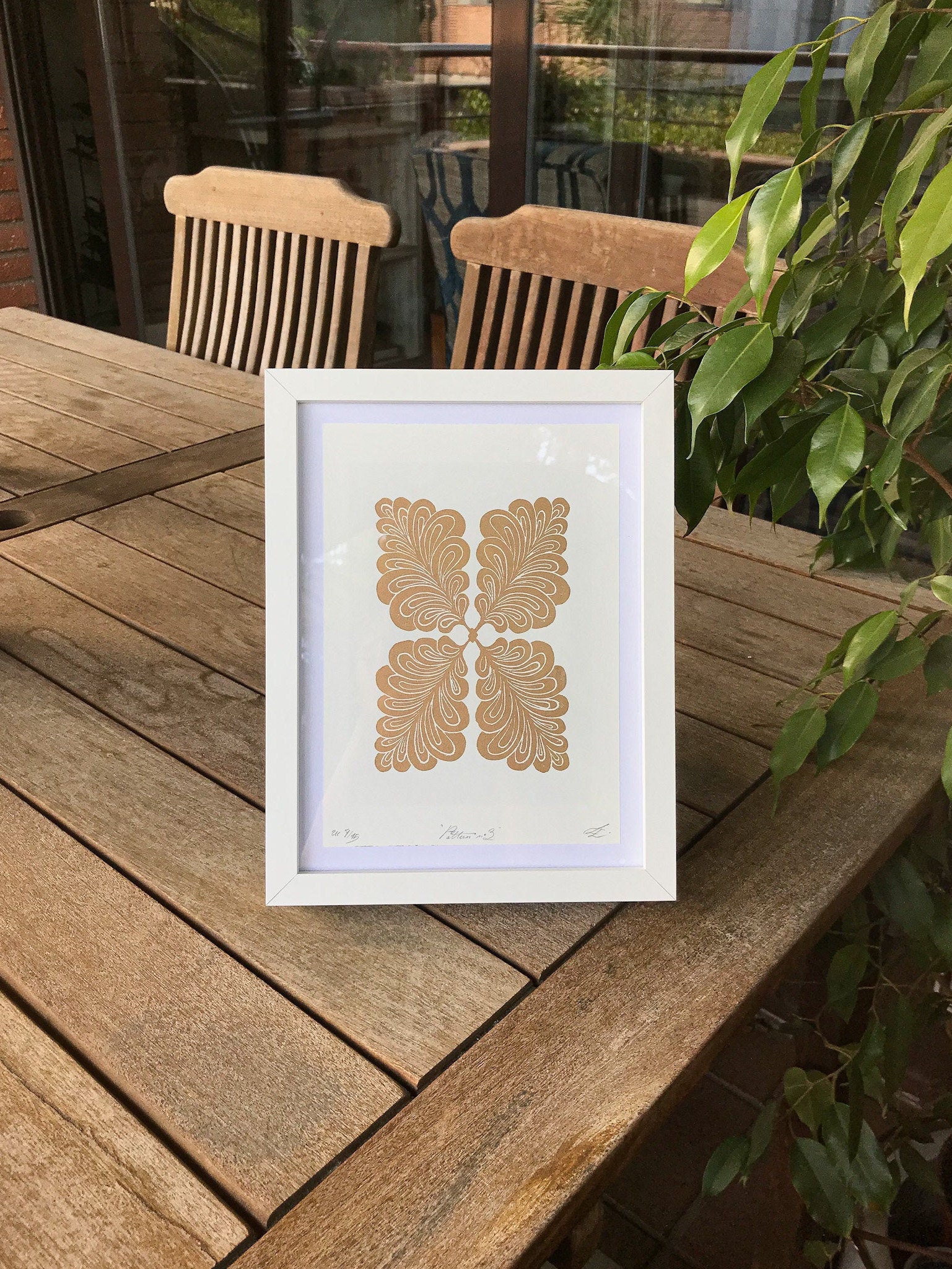 Lino Cut -vintage Pattern Nº3 - Gold & White - Lino Print - Wall Art ...