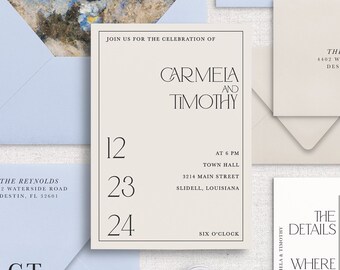 Classic Wedding Invitations Formal Wedding Invitation Modern Wedding ...