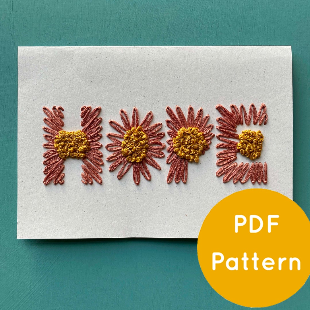 Daisy HOPE Embroidery on Card PDF DOWNLOAD - Etsy