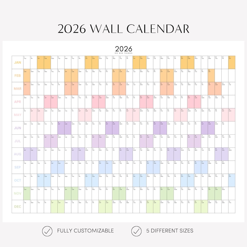 Huge 2026 Calendar - Etsy