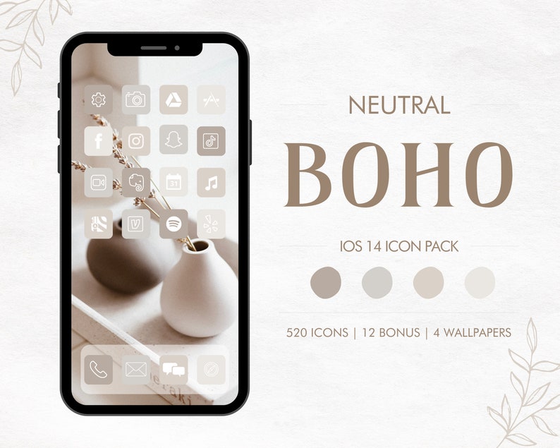 Neutral App Icons Neutral Boho Ios14 App Icons 100 Jpg App Icons Design ...
