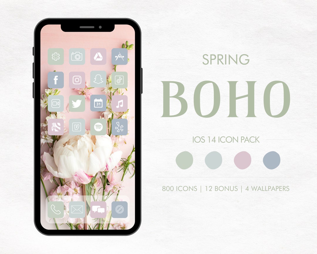 Pastel Spring | 800 App Icons | 200 Unique Icons in 4 Colors - Etsy