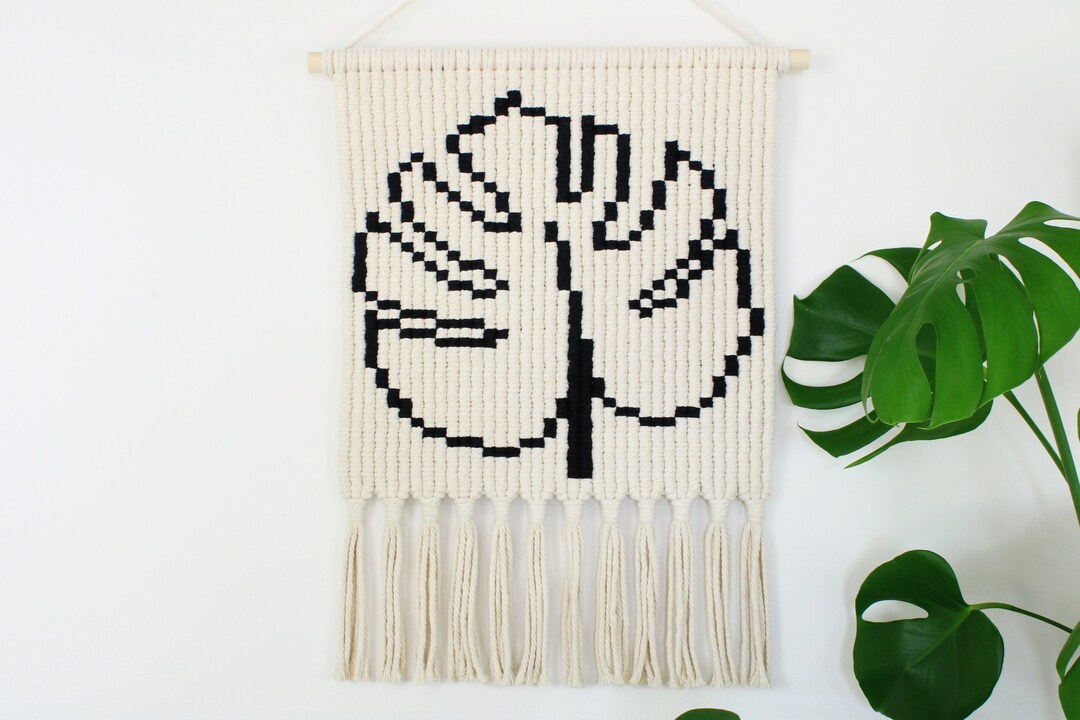 Monstera Macrame Wall Hanging, Contemporary Macrame Tapestry - Etsy