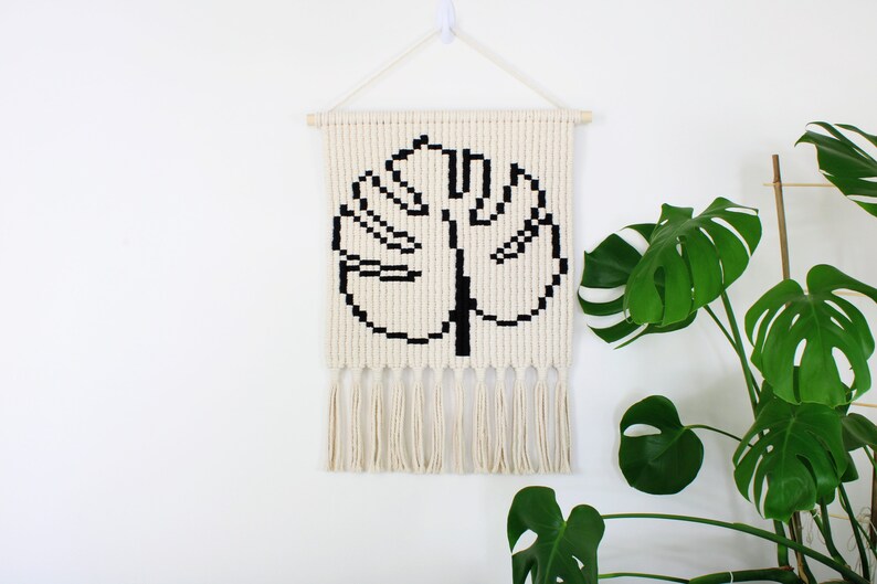 Monstera Macrame Wall Hanging, Contemporary Macrame Tapestry - Etsy
