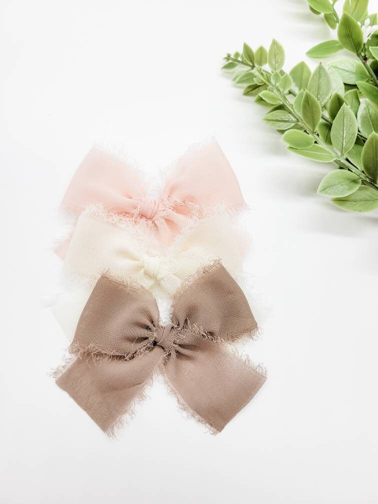 Light Pink Chiffon Hair Bow: Raw Edge Newborn Hair Clip - Etsy