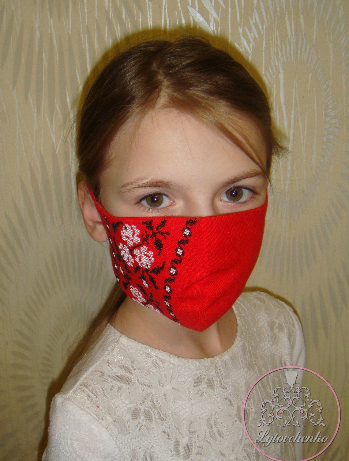Linen Red Face Mask With Embroidered Folk Ukrainian Cross - Etsy