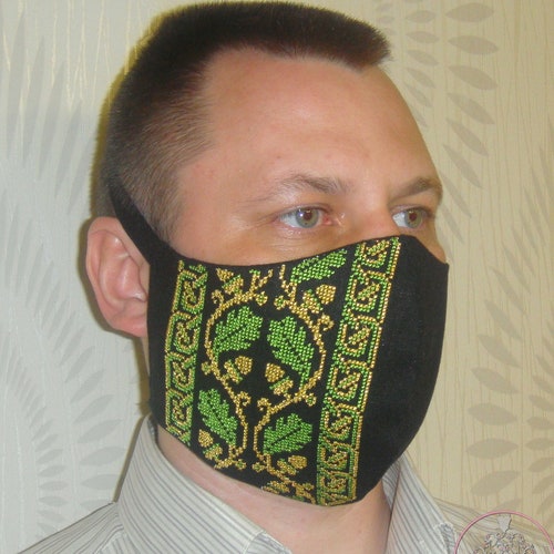 Linen Red Face Mask With Embroidered Folk Ukrainian Cross - Etsy