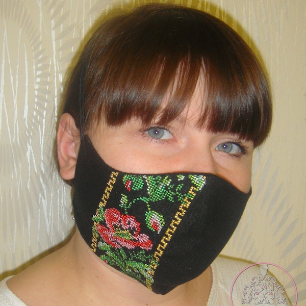 Embroidered Linen Mask - Etsy
