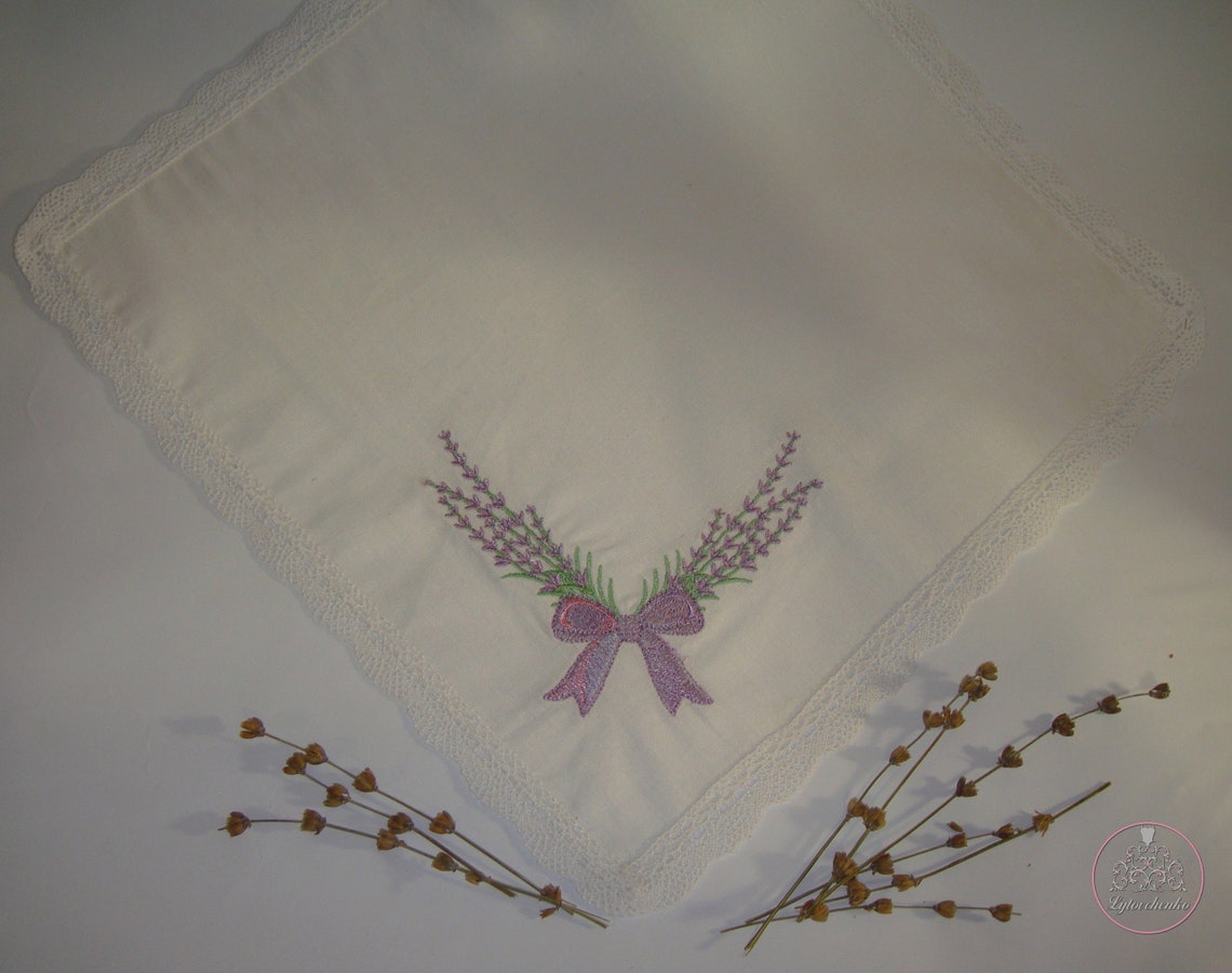 Lavender Bouquet Embroidered Kitchen Set of 6 Napkins, Machine ...