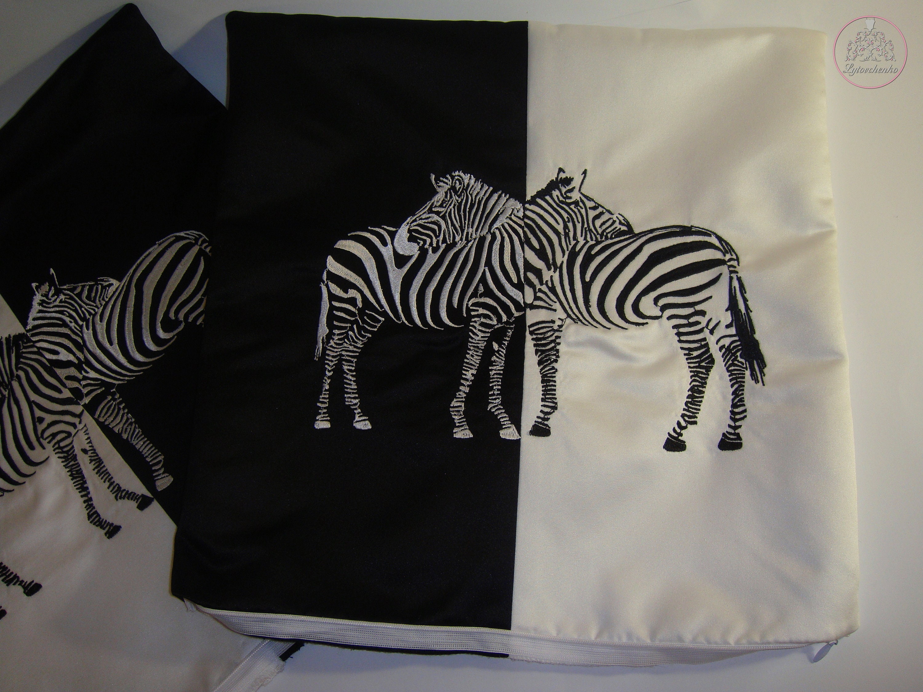 Two Decorative Pillows With Zebras, Pillow With Embroidered Zebra ...