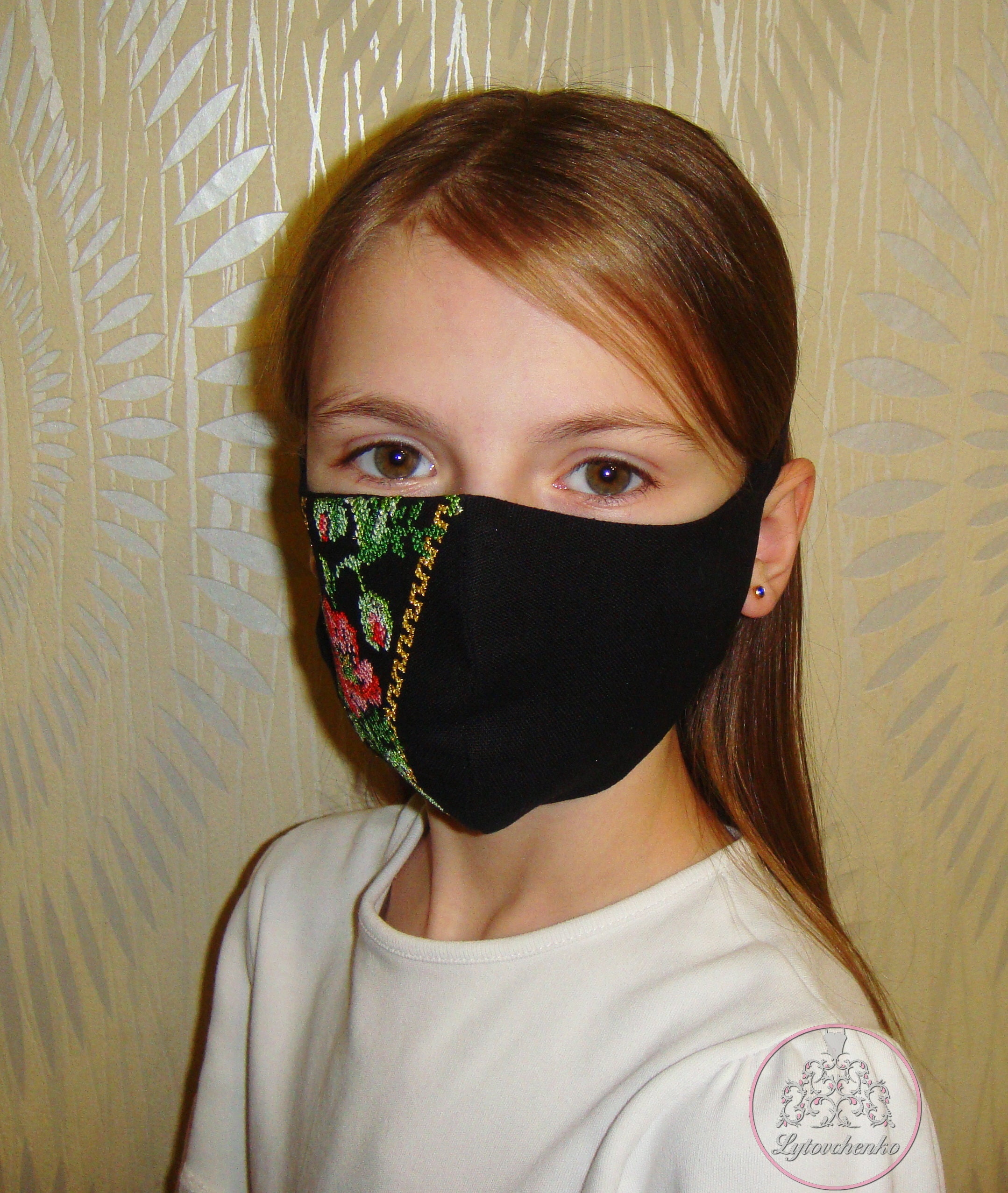 Linen Black Face Mask With Embroidered Poppies Ukrainian Cross Pattern ...