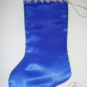 Blue Decorative Xmas Stocking With Machine Embroidery, Santa's Boot ...