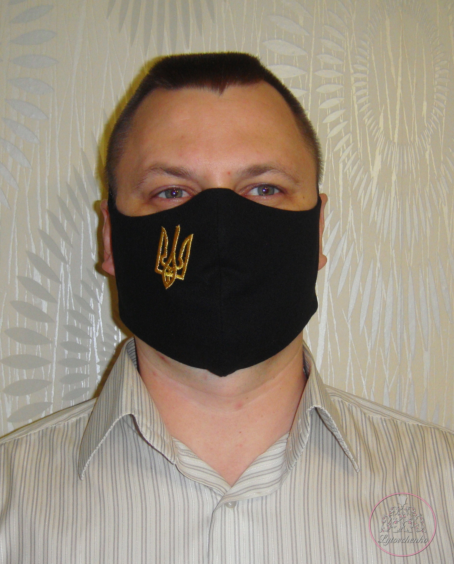 Ukrainian Linen Black Face Mask With a Small Embroidered - Etsy