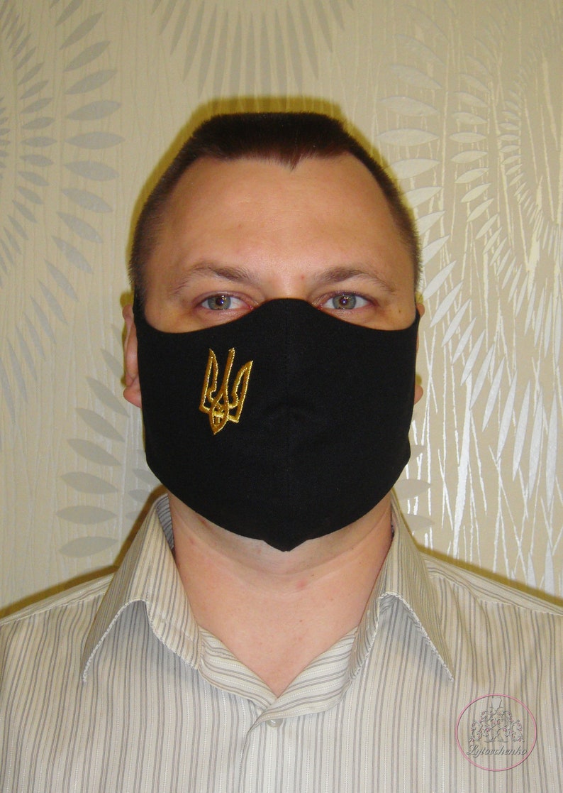 Ukrainian Linen Black Face Mask With a Small Embroidered - Etsy