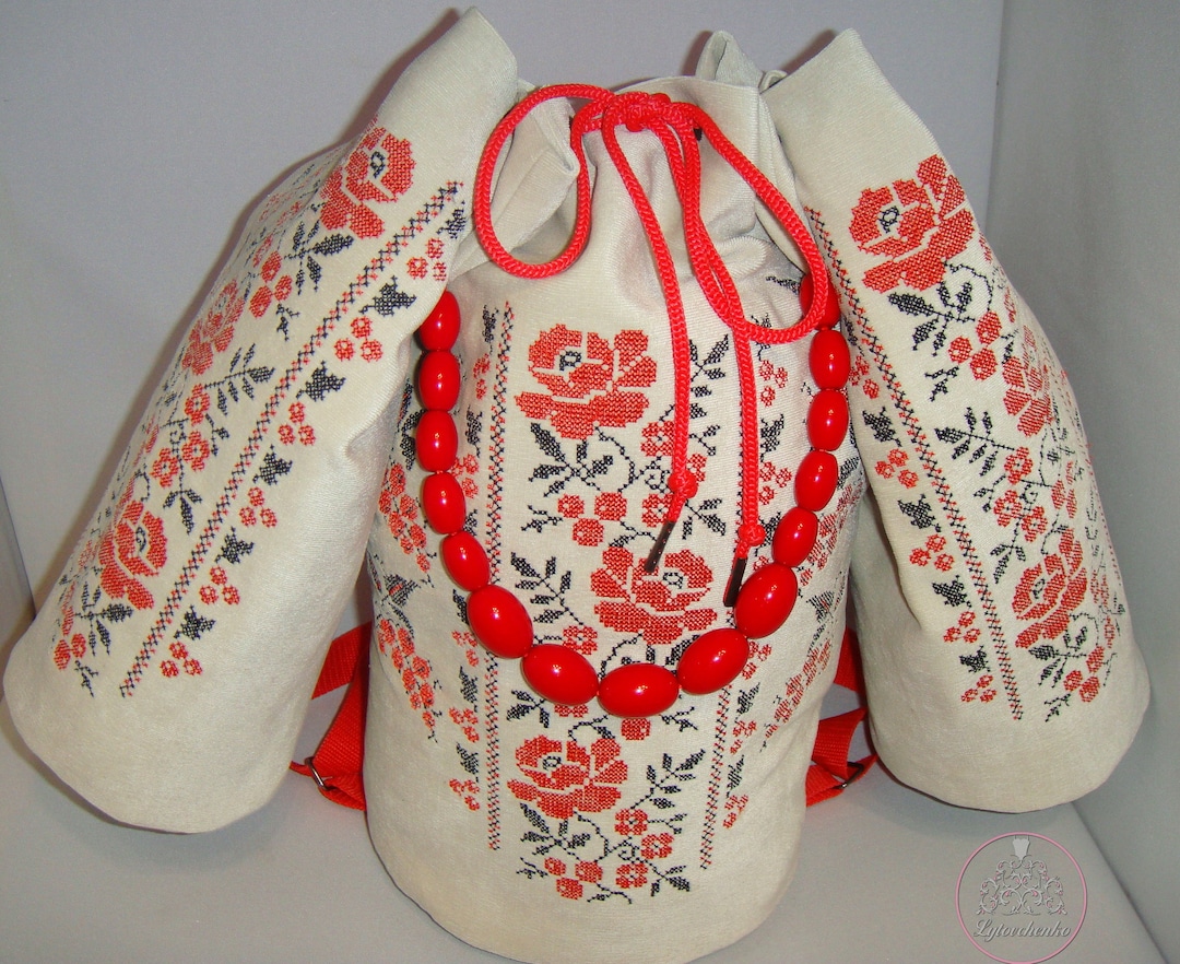 Ukrainian Backpack Stylized as a National Embroidered Shirt Vyshyvanka ...