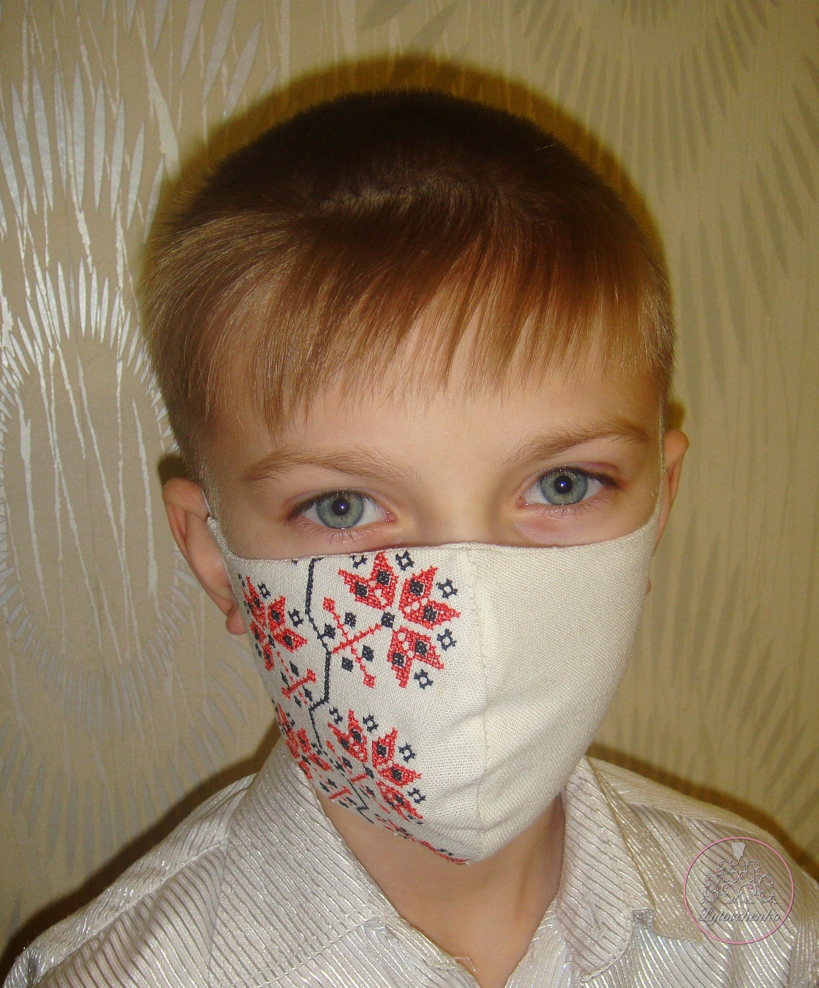 Linen Milk Face Mask With Embroidered Hop Folk Ukrainian Cross Pattern ...