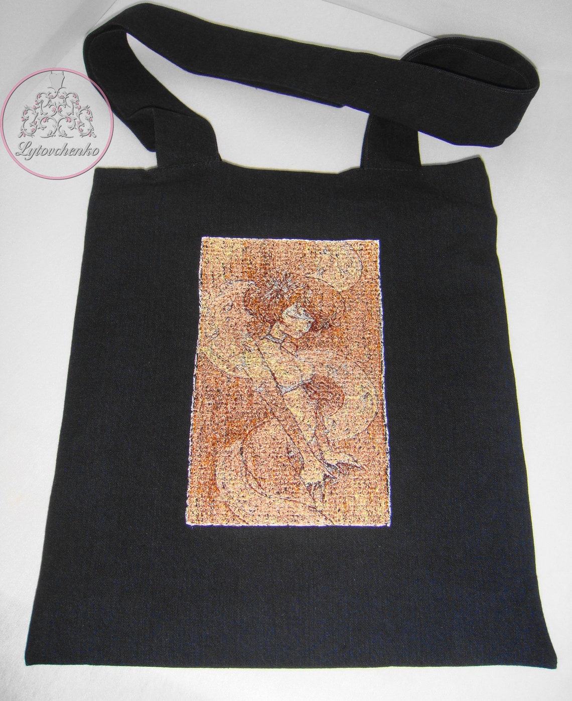 Denim Bag With Embroidered Girl, Designer Bag, Shopping Bag ...