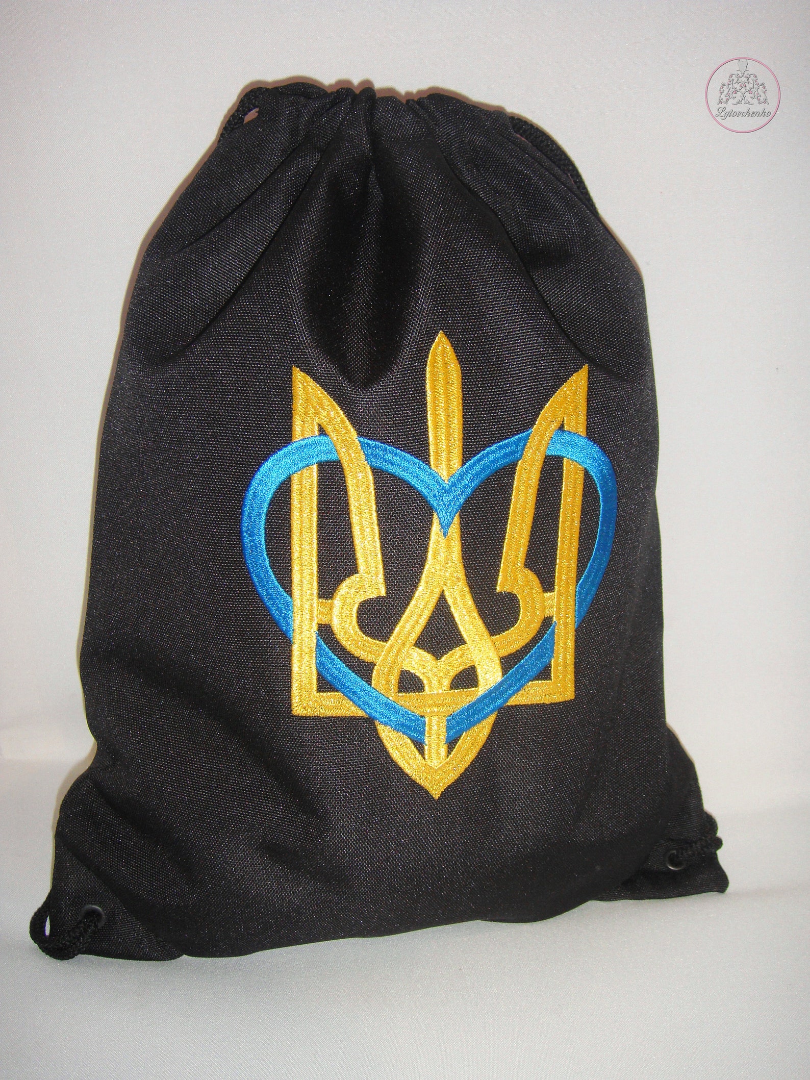 Ukrainian Drawstring Backpack With Embroidered Tryzub and - Etsy Ireland