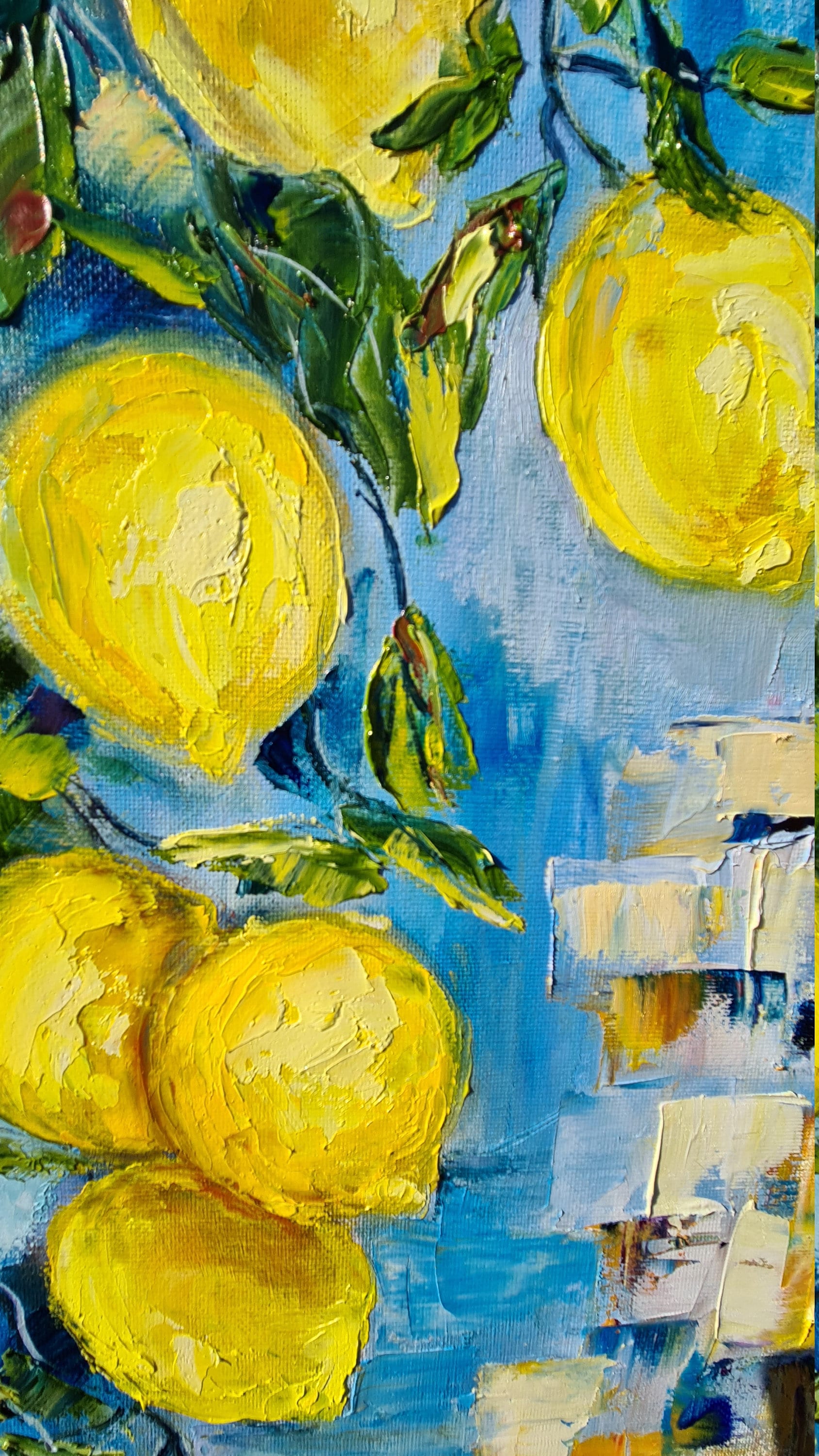 Limones, pintura al óleo original personalizada, limones jugosos ...