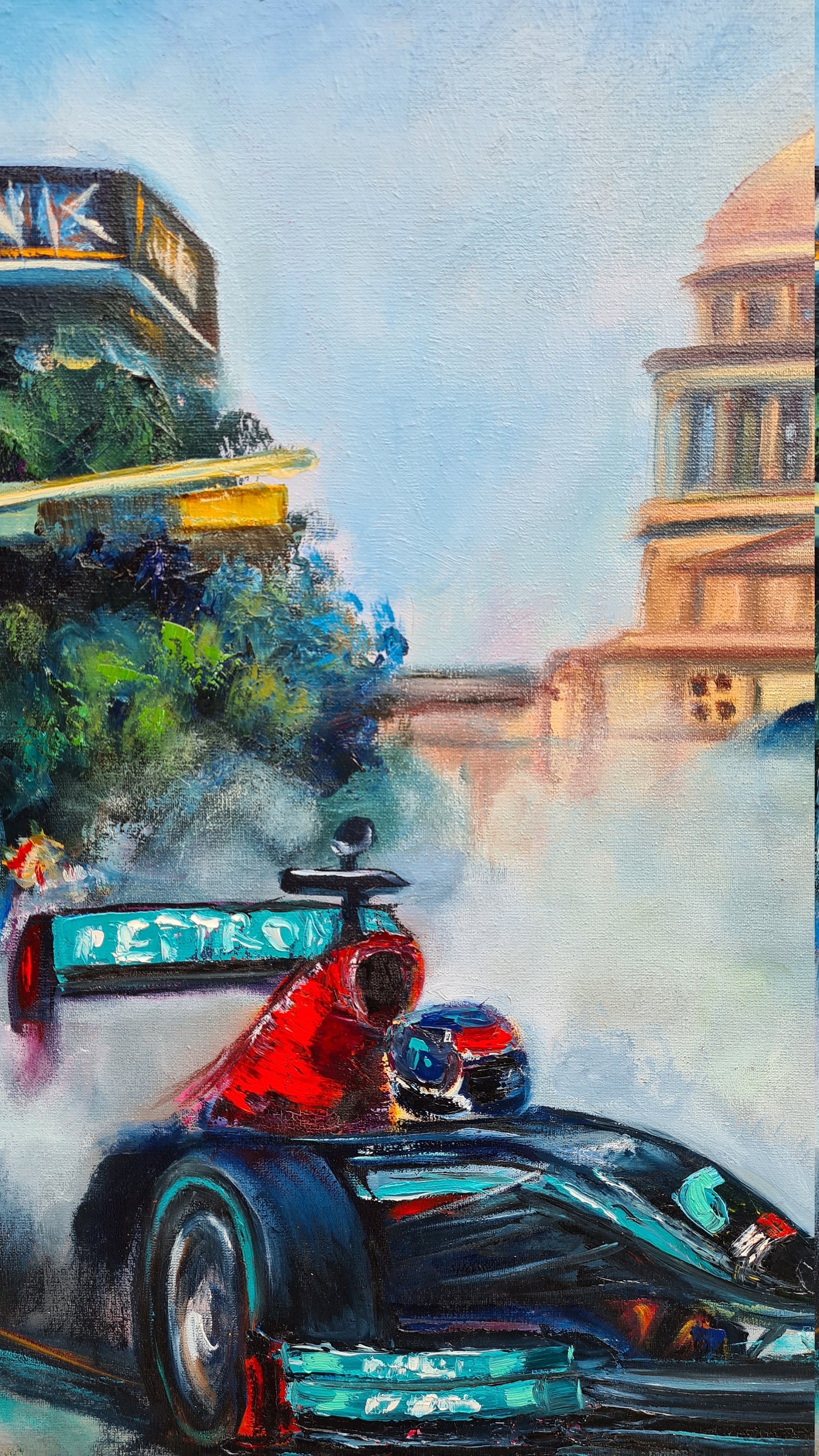 Racing Car Custom Original Oil Painting ,mercedes AMG Petronas Formula ...