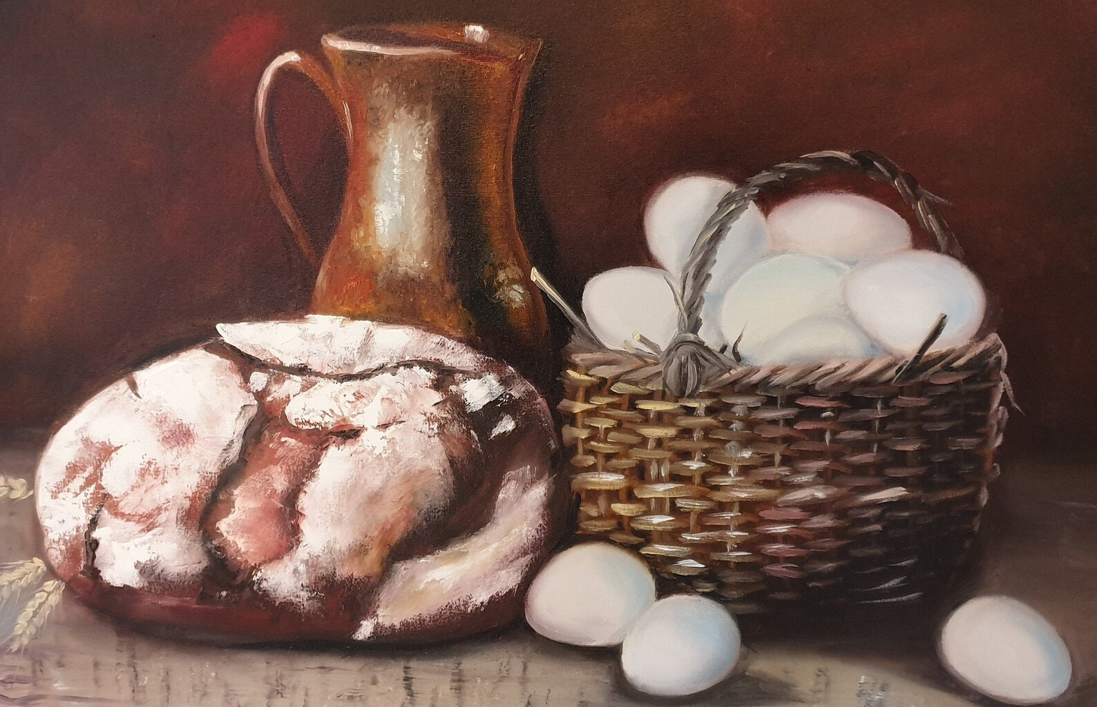 Bread Oil Painting on Canvas gift for Her wall Deco Art - Etsy