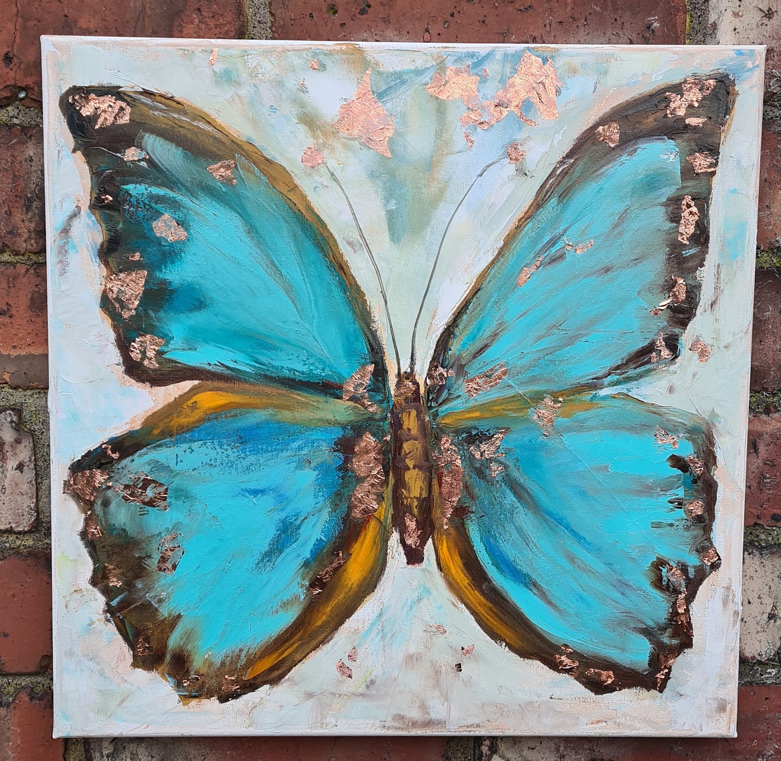 Butterfly original oil painting wall deco modern art gift | Etsy