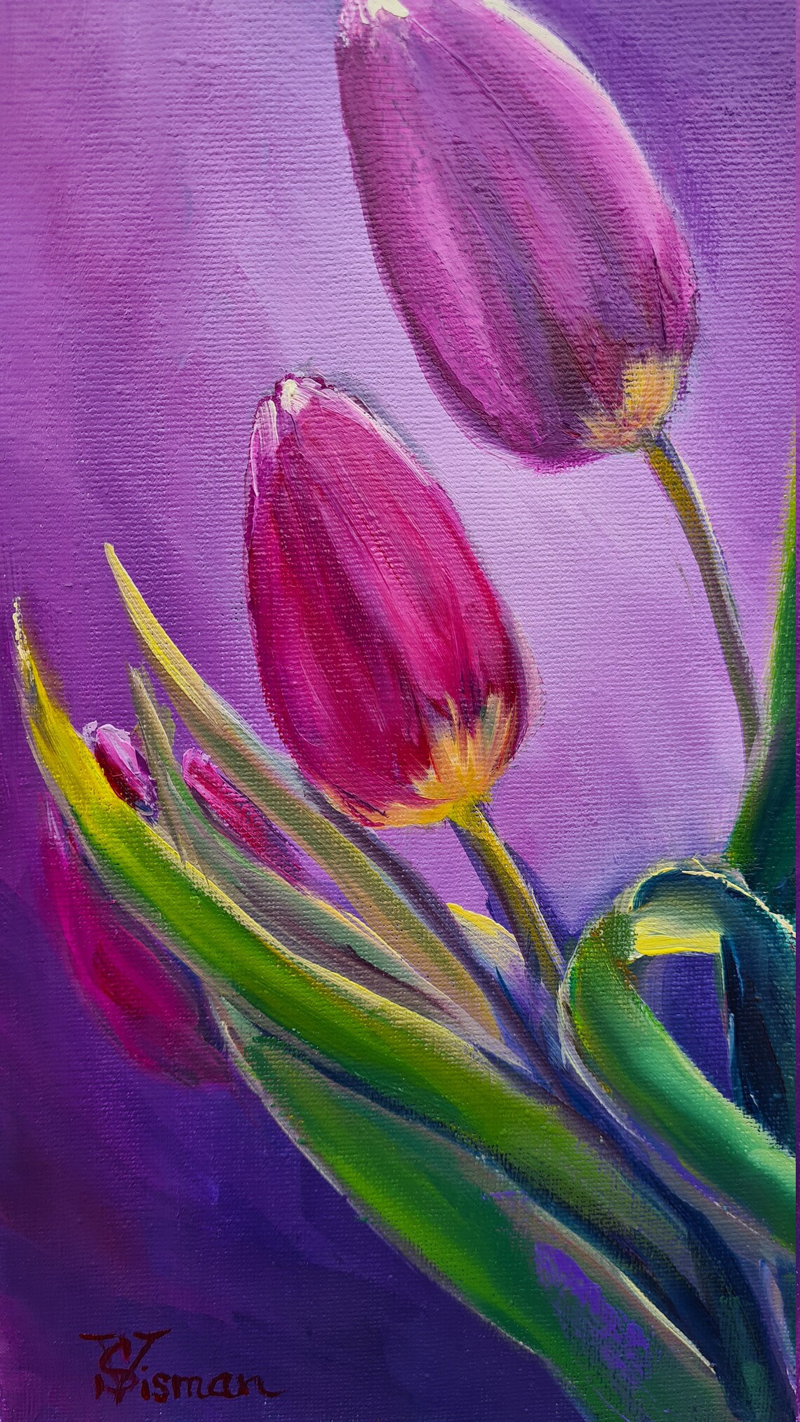 Purple Tulips Original Oil Painting Spring Gift Original - Etsy