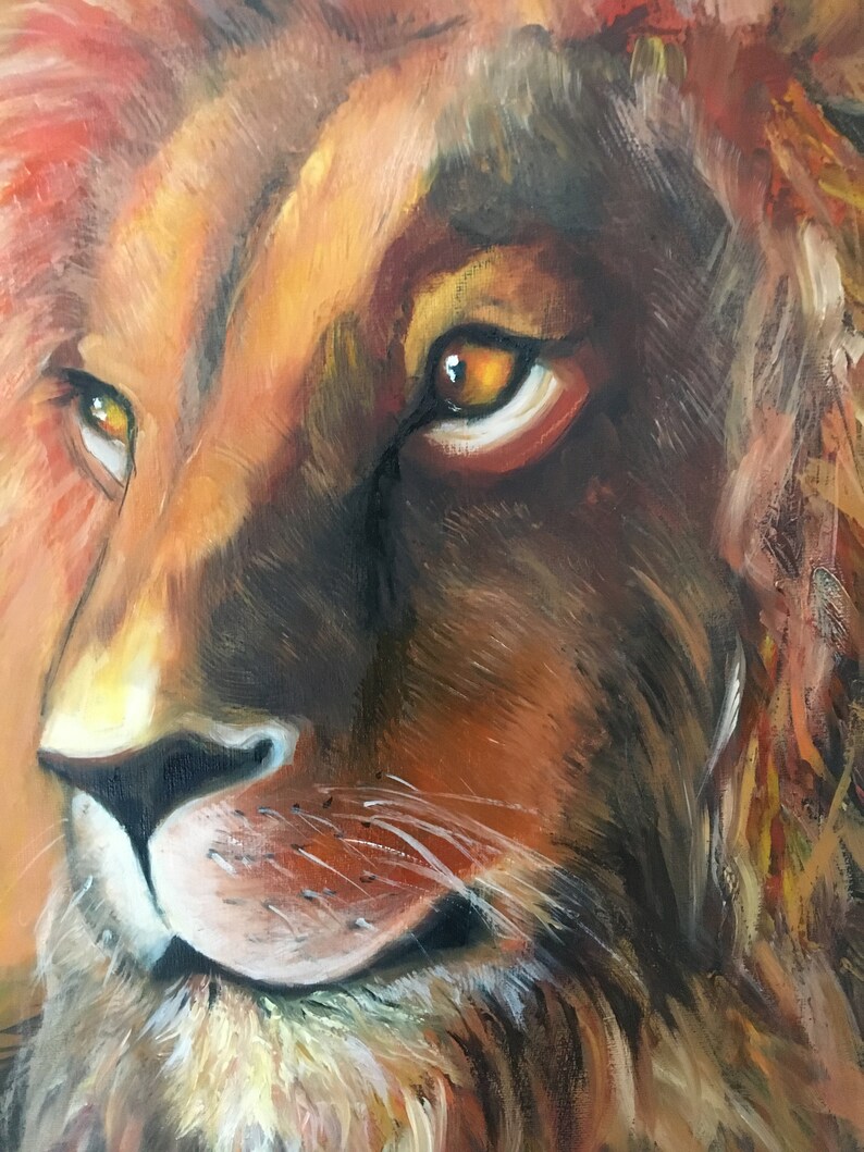 Pintura al óleo original del Rey León pintura de animales - Etsy España