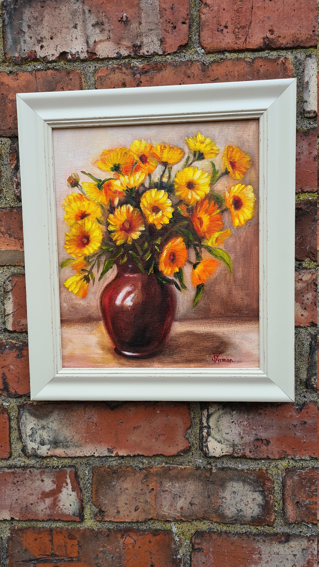 Calendula Flowers Oil Painting on Canvas Board 25cmx30cm,wall Deco ...