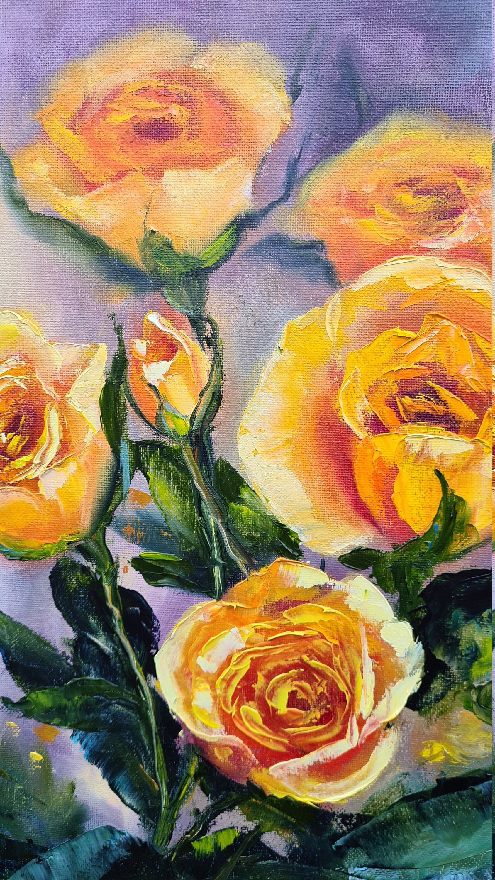 Yellow Roses Original Oil Painting on Canvas Roses and Art | Etsy