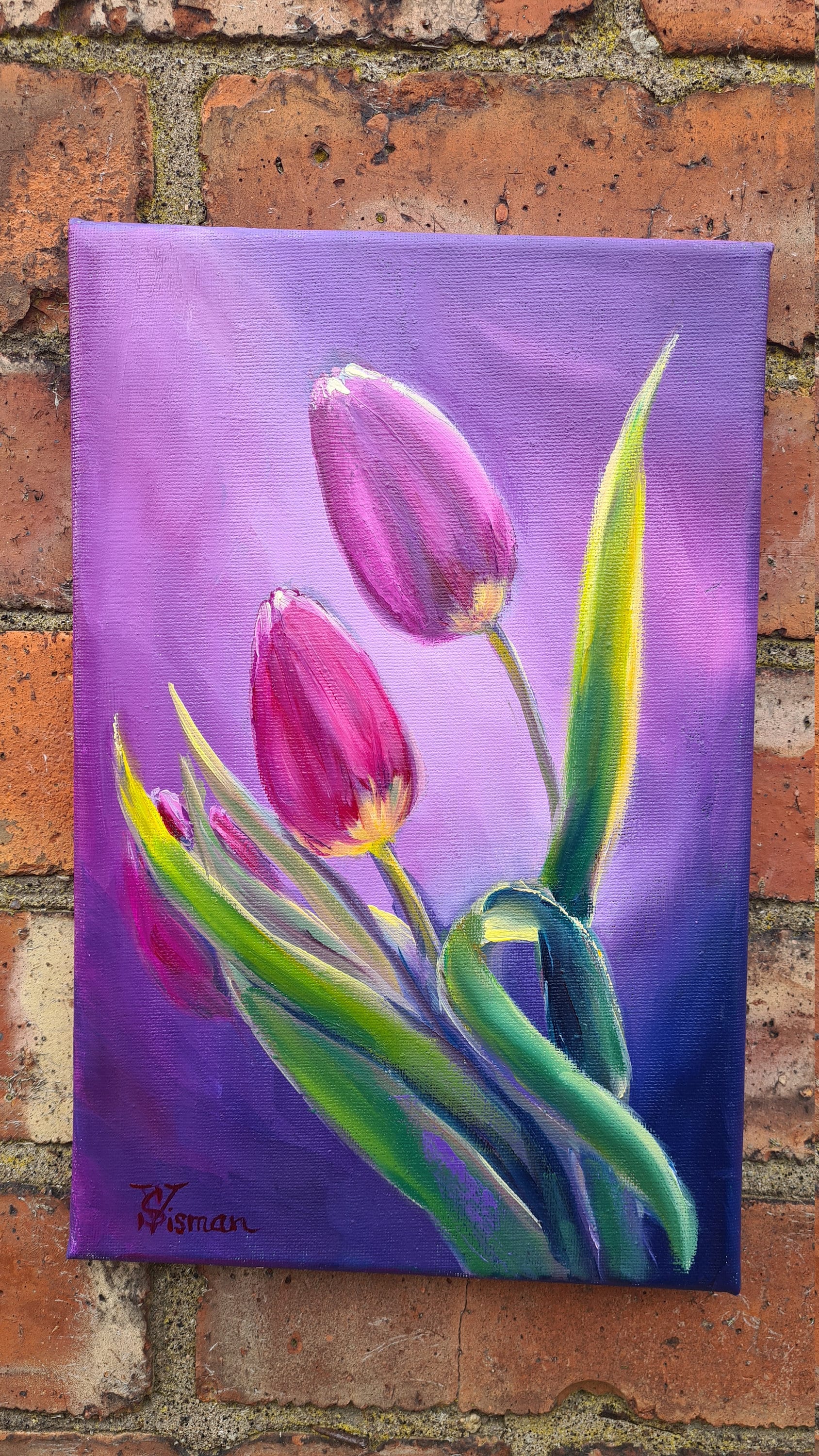 Purple tulips original oil painting spring gift original | Etsy