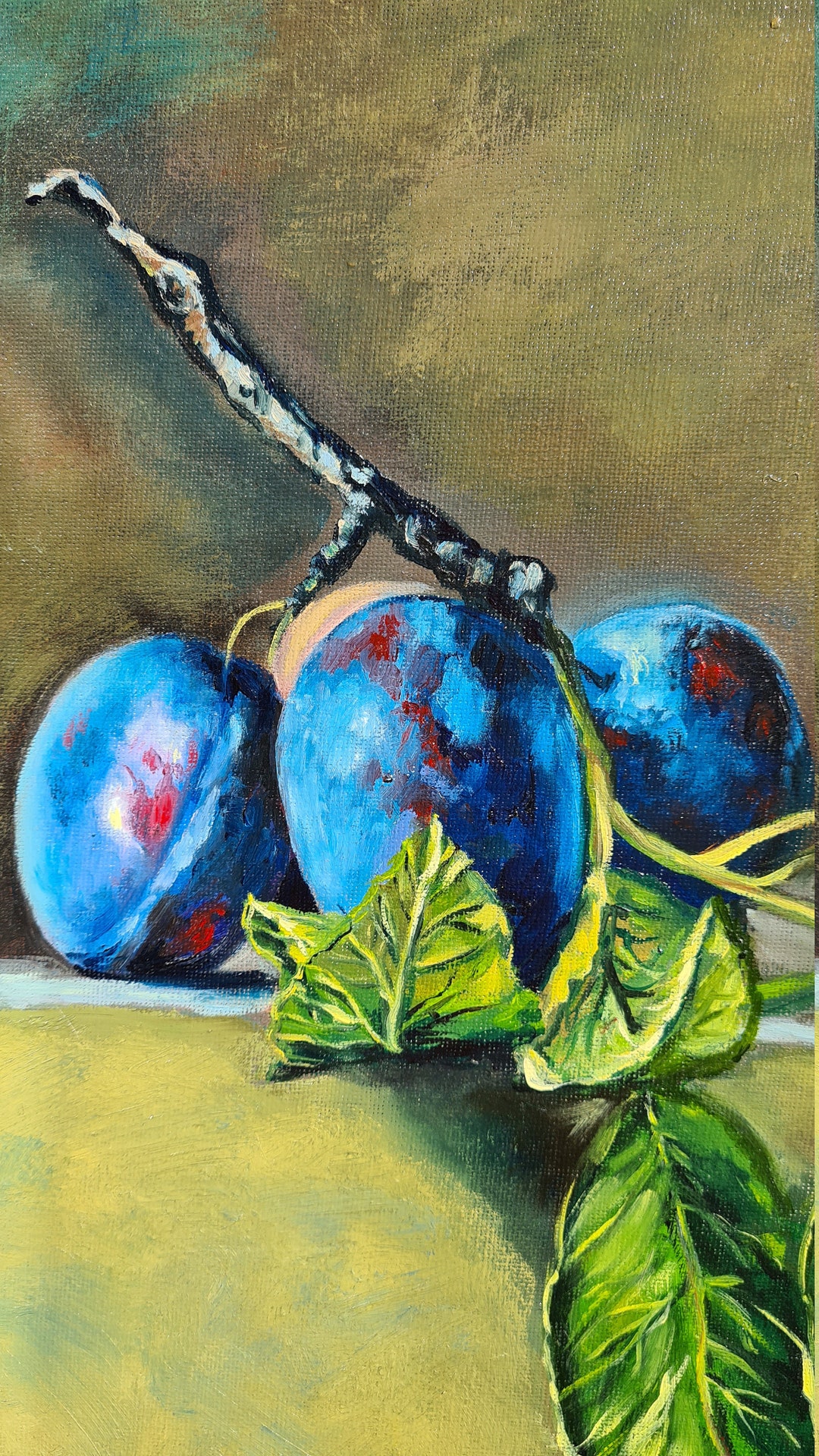 Blue Plums -oil Painting, Handmade, Kitchen Wall Art (30cmx40cm) - Etsy