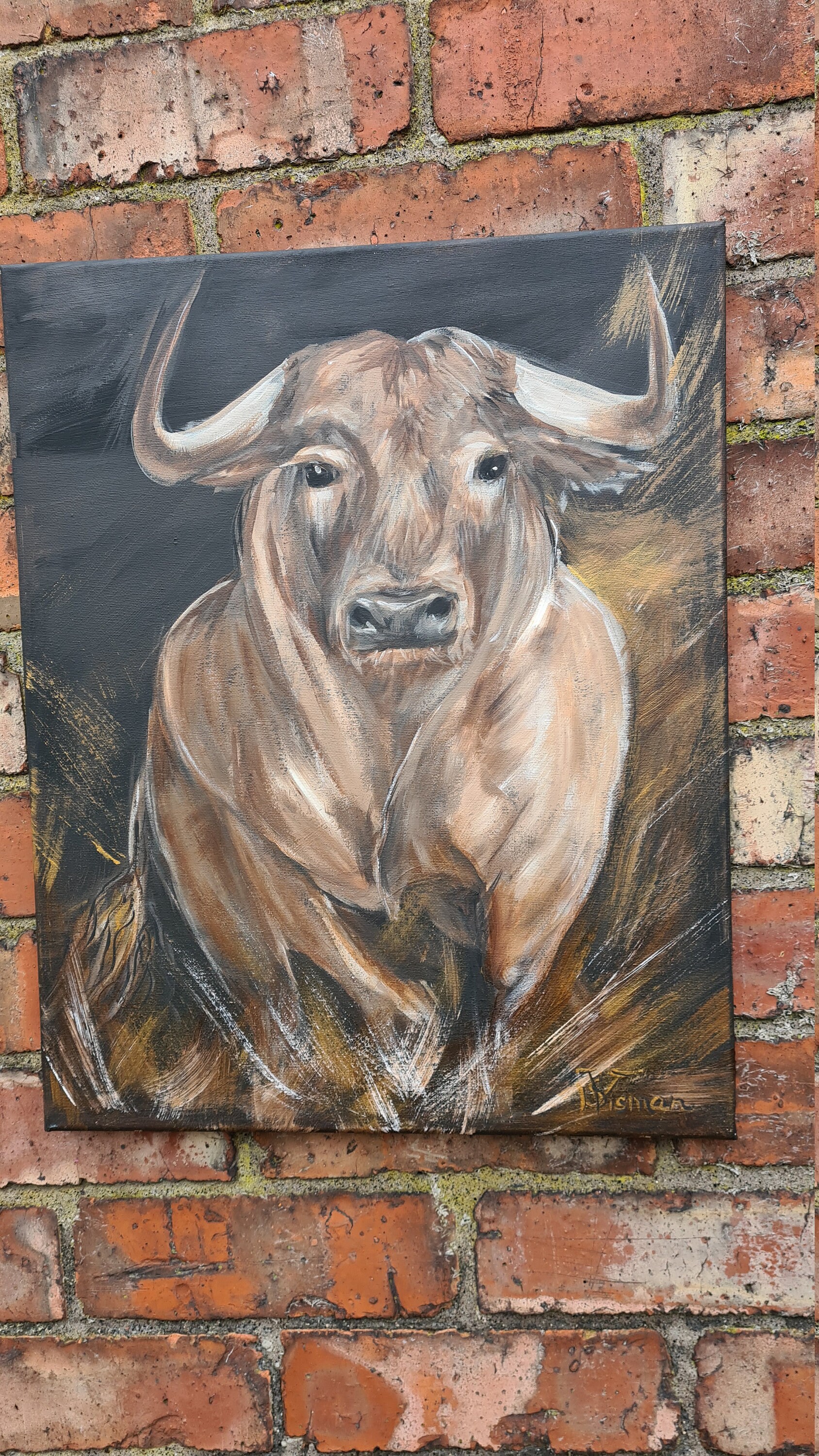 Goldener Stier Original Acrylgemälde, Tiermalerei, moderne Stile ...