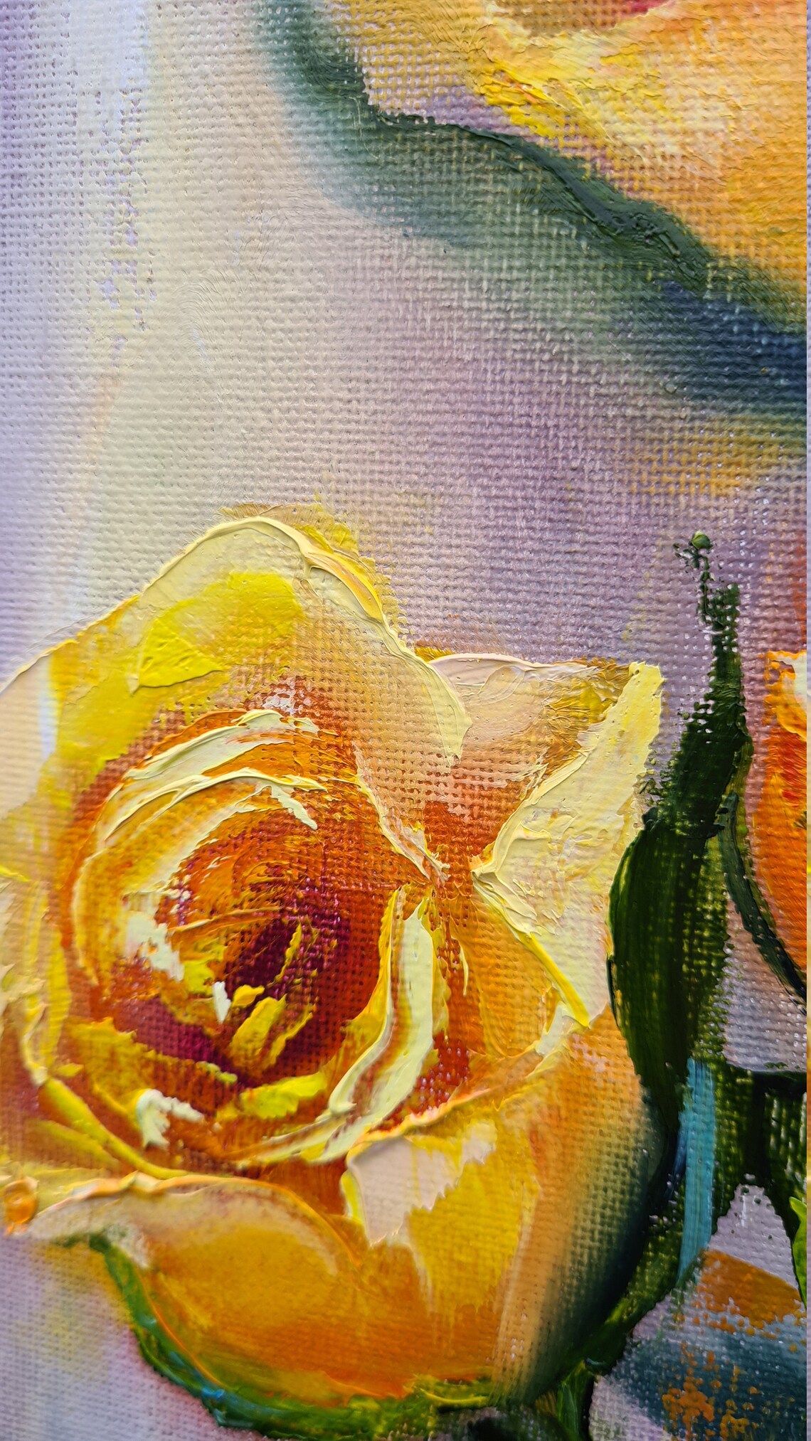 Yellow Roses Original Oil Painting on Canvas Roses and Art | Etsy