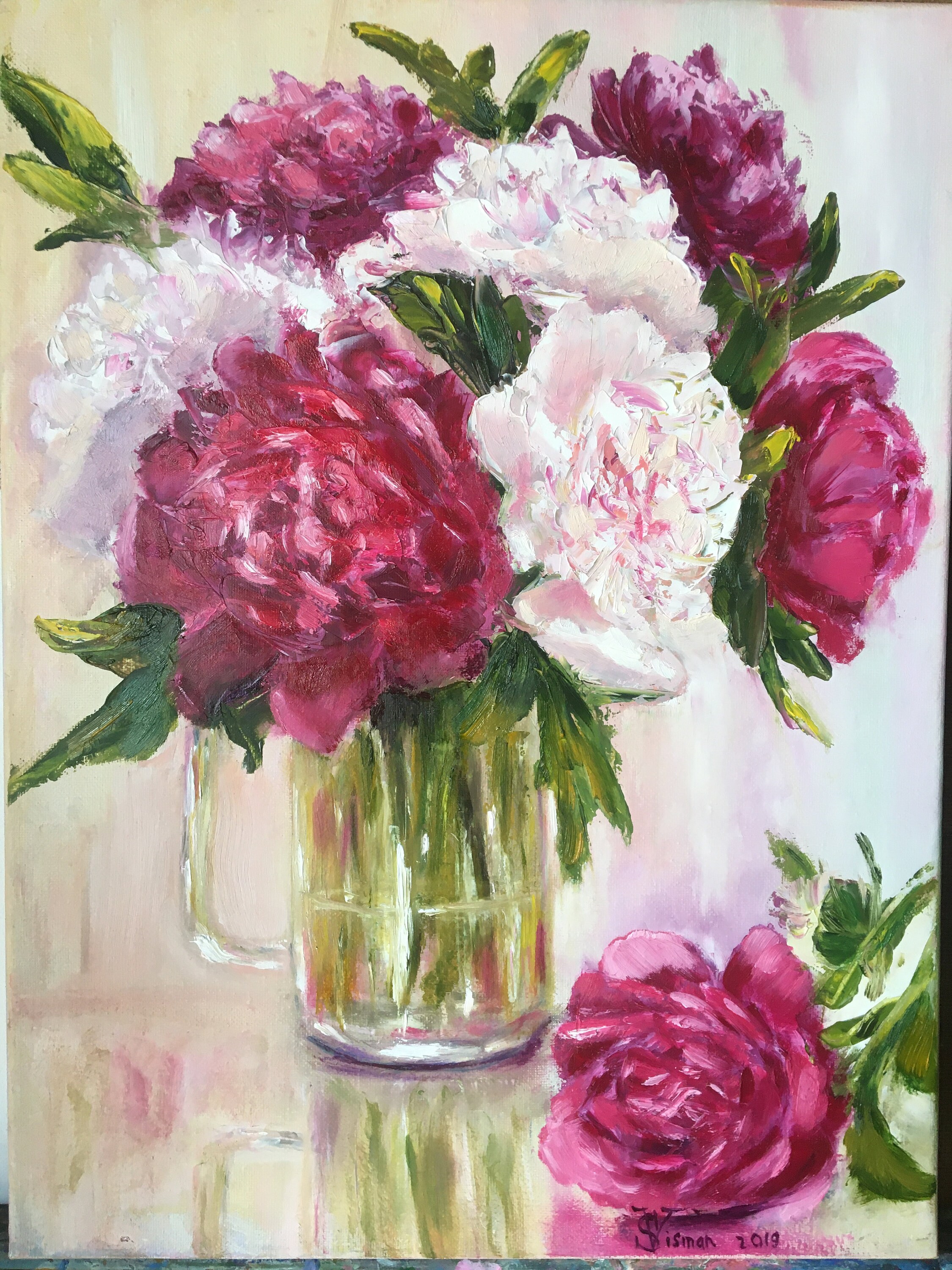 Beauty of peonies Oil Painting on stretched Canvas | Etsy